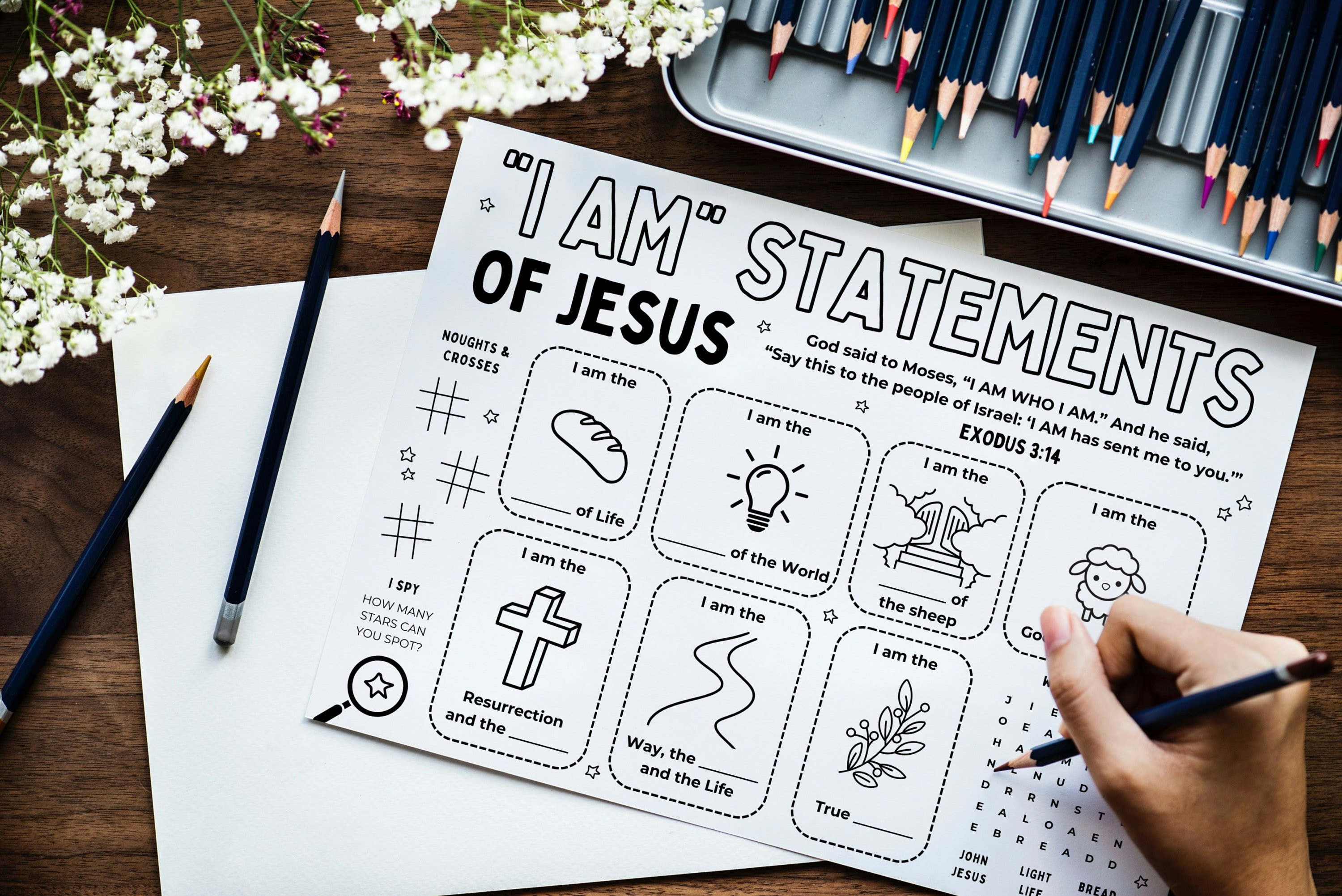 I Am Statements of Jesus Bible Coloring Placemat Printable | Sunday ...