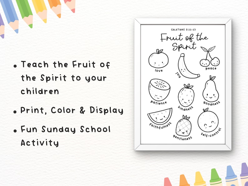 Fruit of the Spirit Coloring Page Printable for Sunday School ...