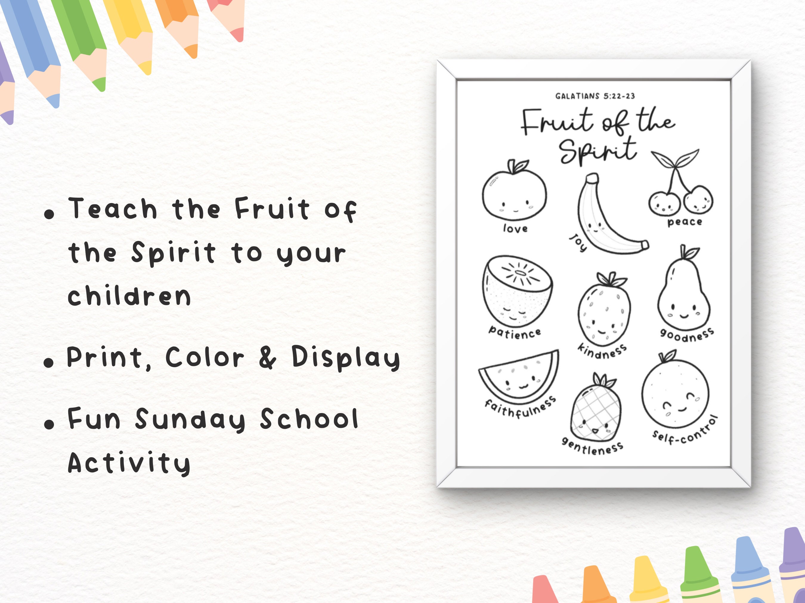Fruit of the Spirit Coloring Page Printable for Sunday School ...
