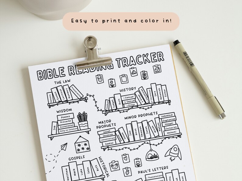 Kids Bible Reading Tracker Printable: Coloring Page (PDF) - Etsy