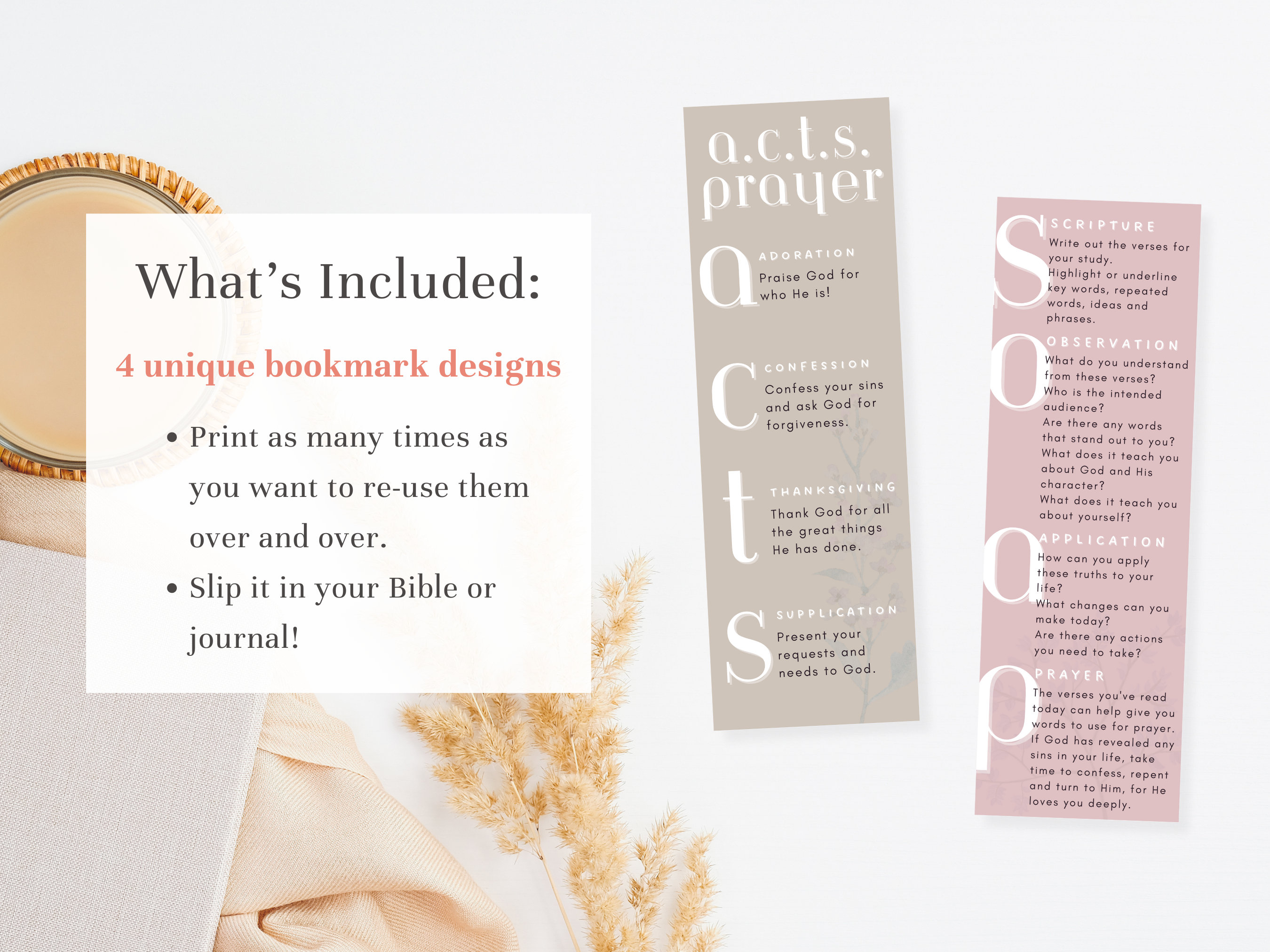 SOAP Bible Study Bookmark & ACTS Prayer Bookmarks | 4 Bible Study ...