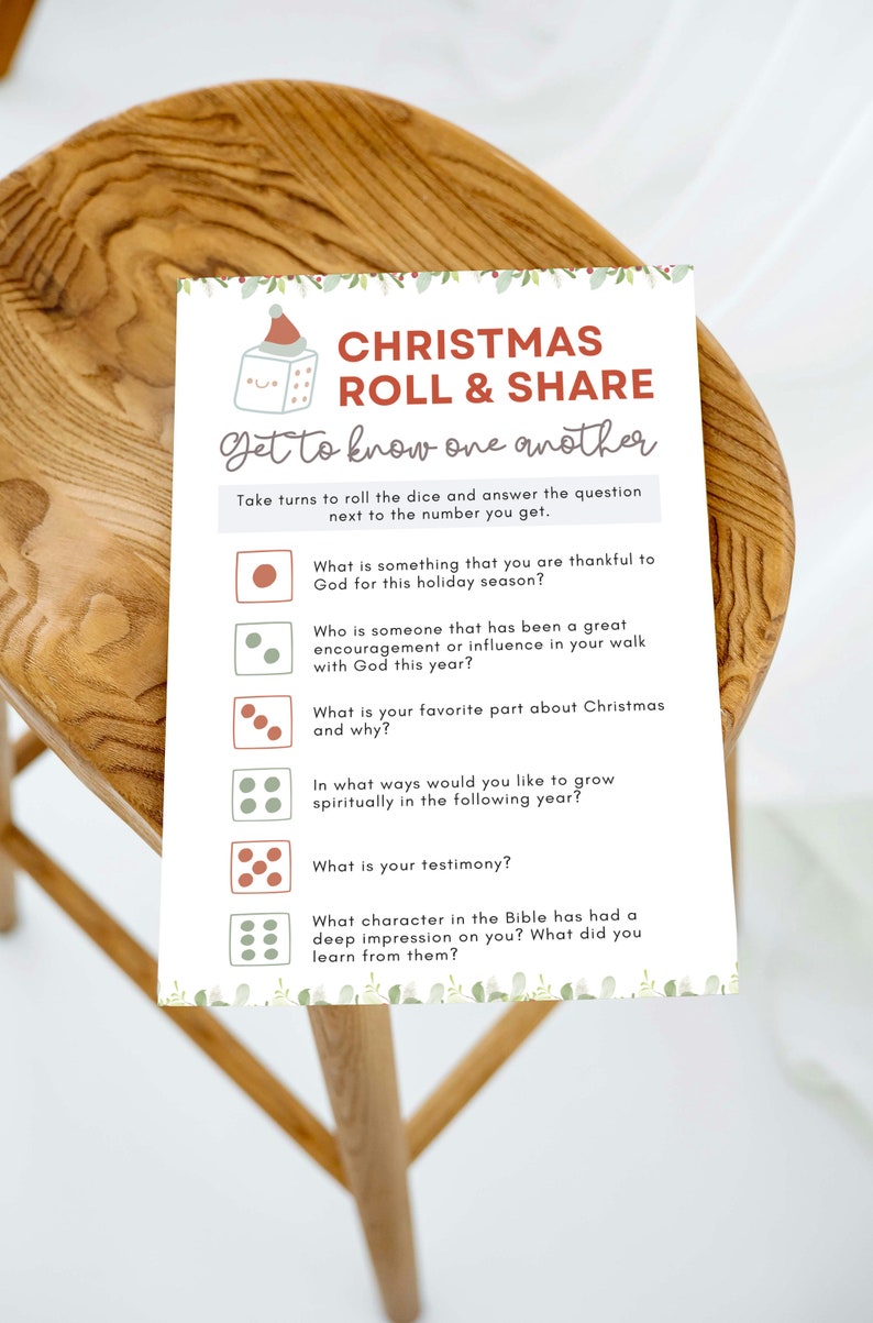 Christmas Christian Dice Roll & Share Game Printable | Church Get to ...