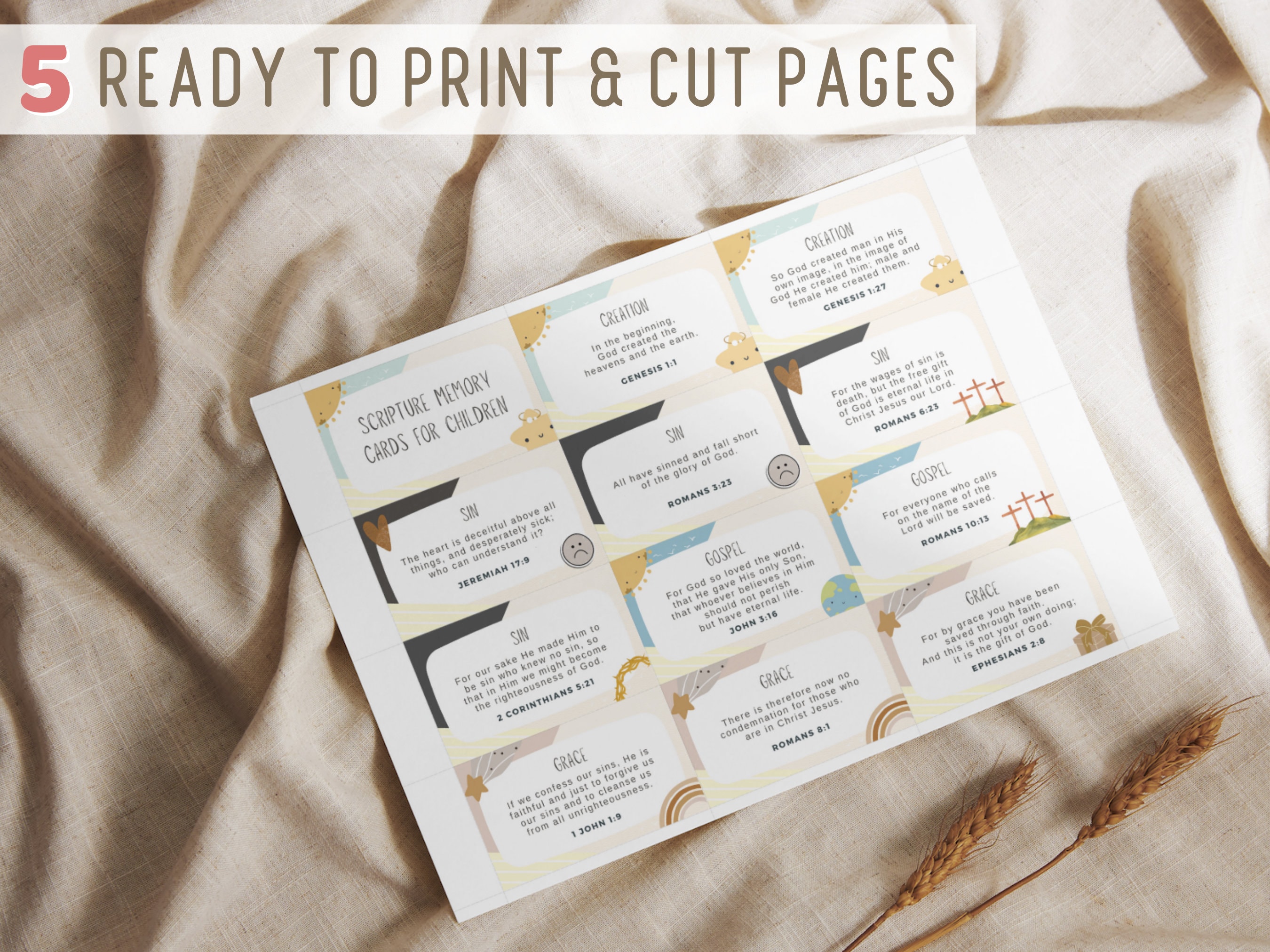52 Children Scripture Cards Printable ESV | Kids Bible Verse Memory ...