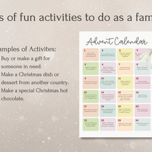 Advent Activity Calendar Printable | Fun Christmas Activities for ...