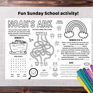 Noahs Ark Acitivity Game Placemat Printable | Flood Rainbow Bible Story ...