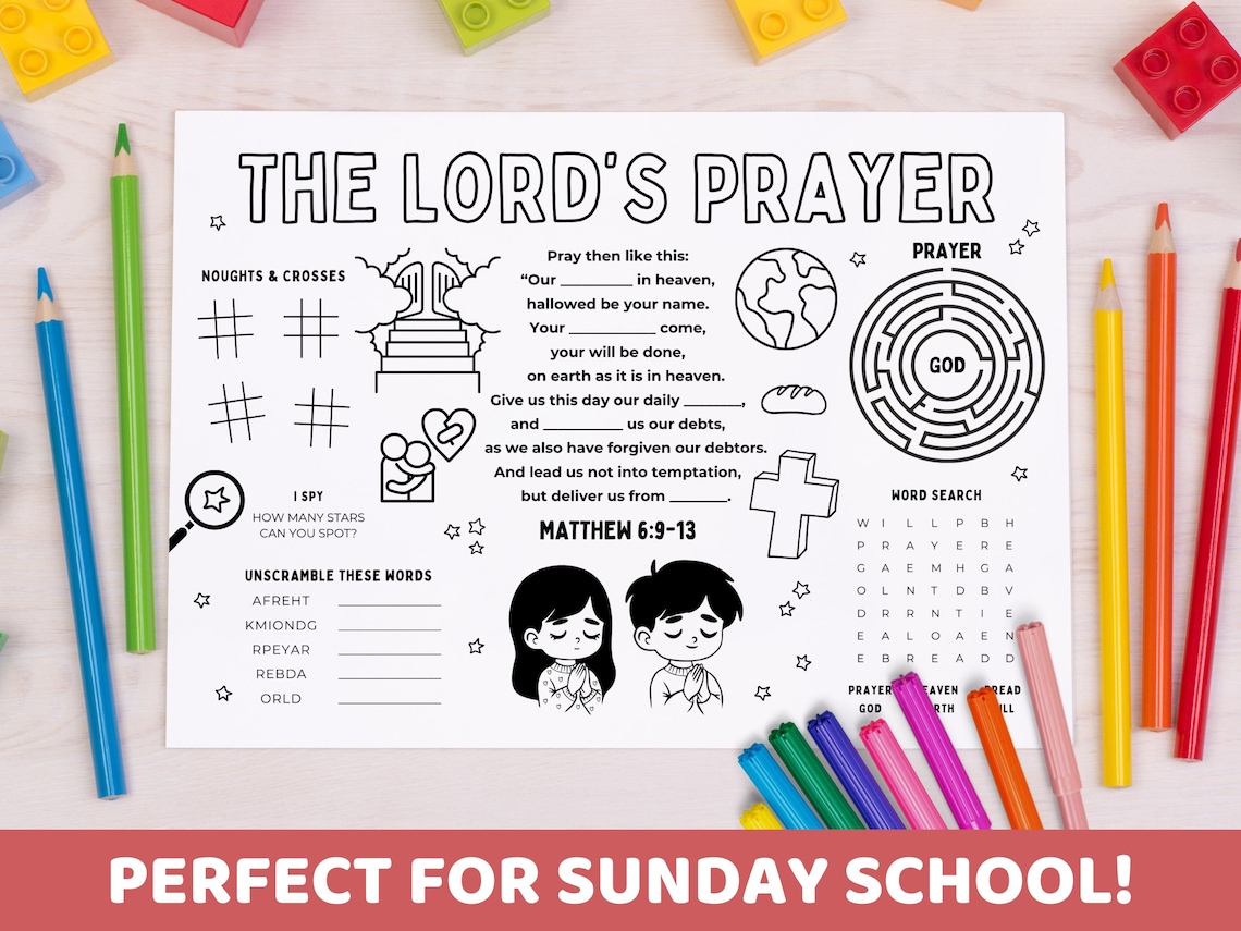 Kids Bible Activity Placemat Bundle Printables | Children Bible ...