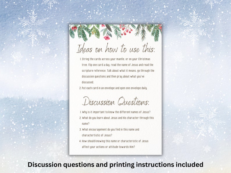 25 Advent Calendar Cards With Names of Jesus & Bible Verses Printable ...