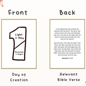 Days of Creation Flash Cards With Bible Verses Sunday School Coloring ...