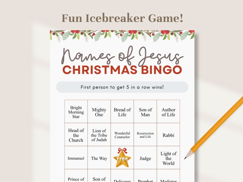 Names of Jesus Christmas Bingo Game Printable | Advent Christian ...