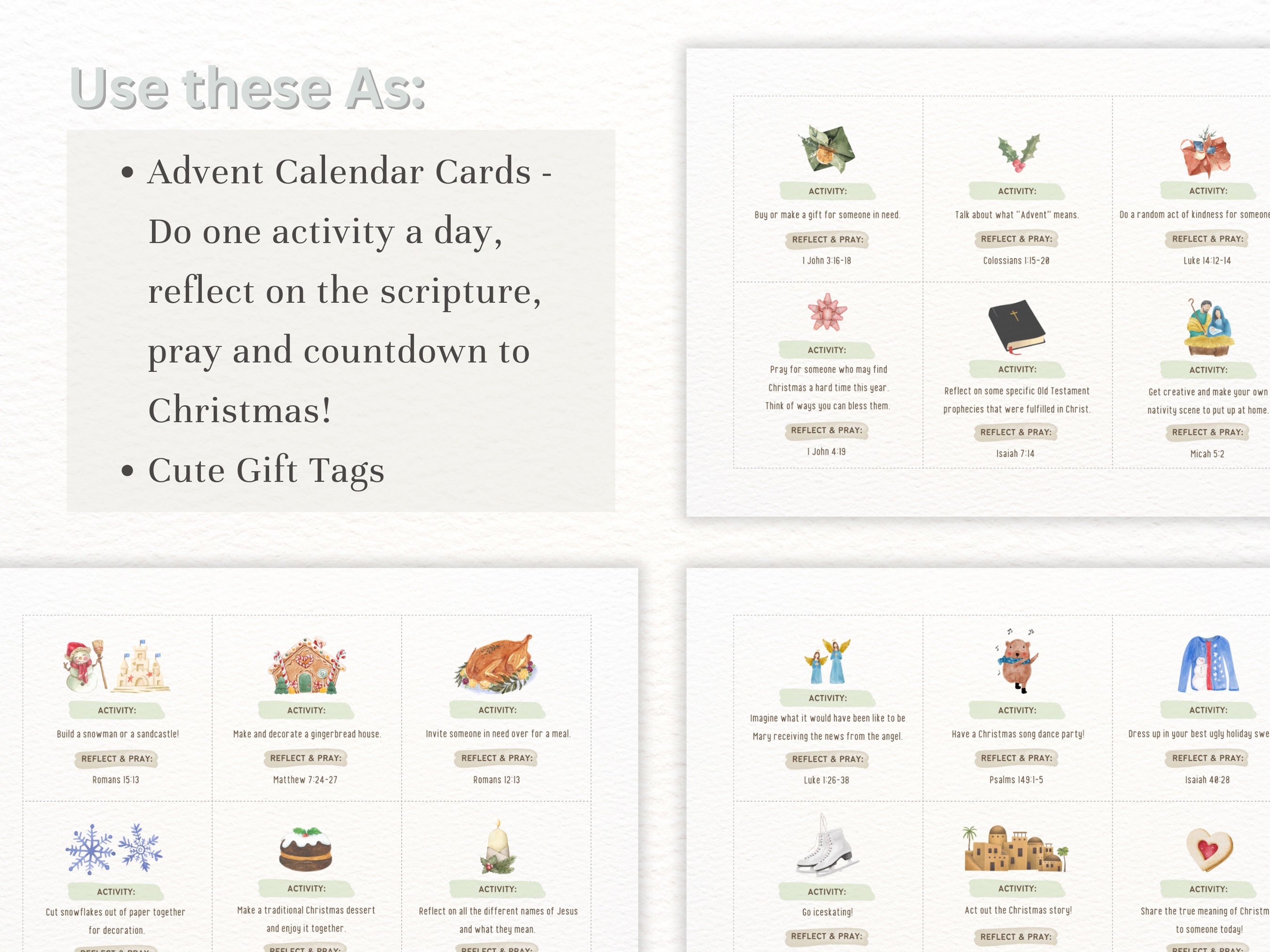 Advent Activity Cards Printable, Christian Children Advent Cards ...