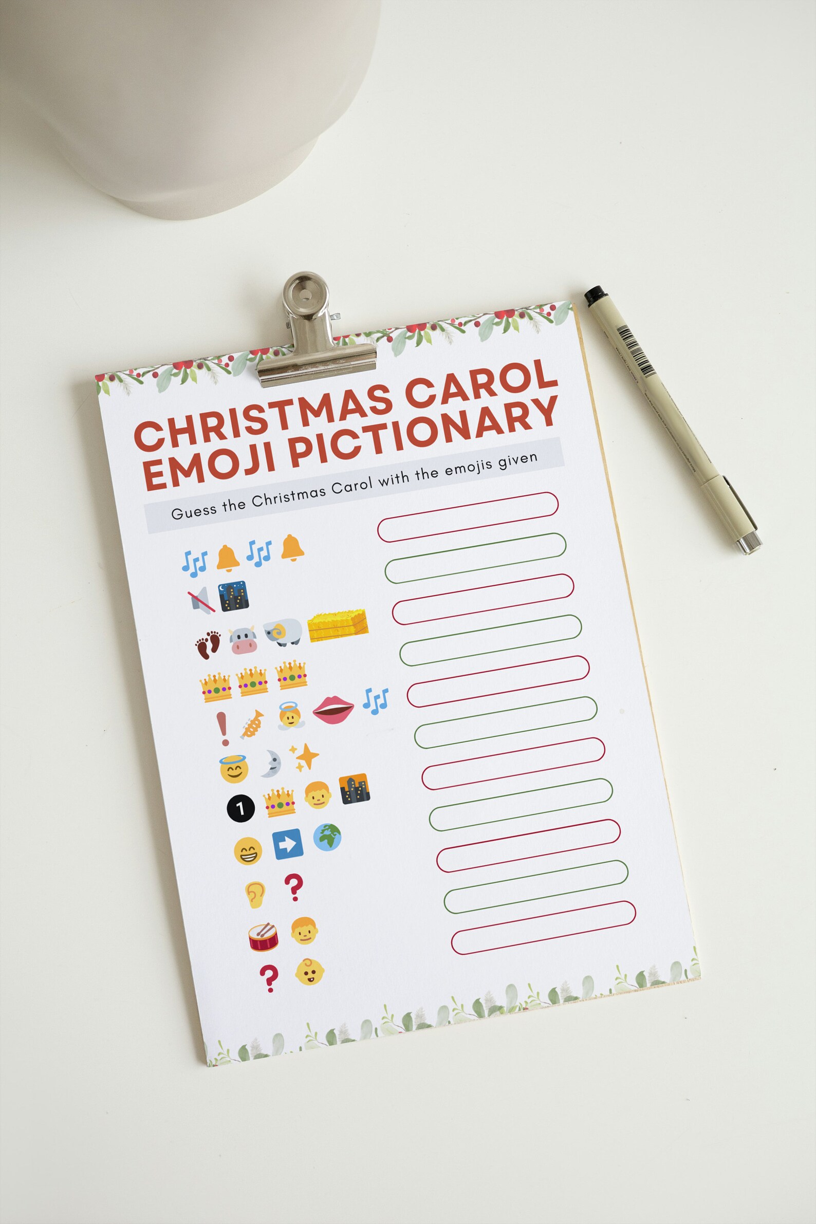 Christmas Carols Emoji Pictionary Game Printable PDF | Christian Party ...