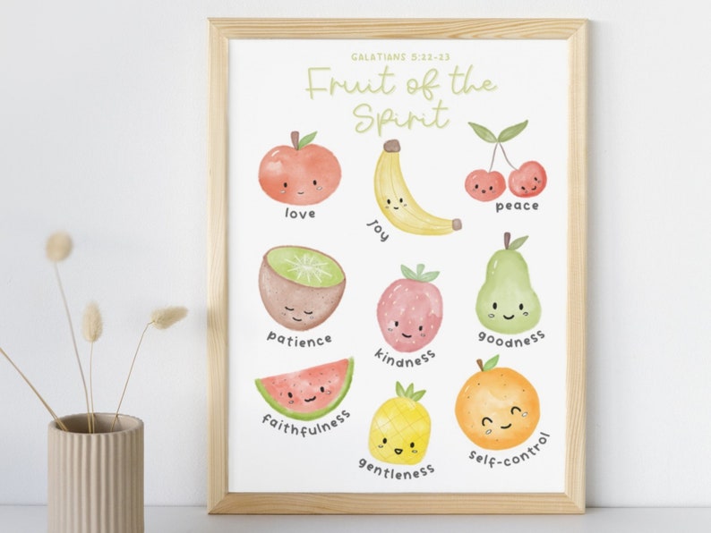 Fruit of the Spirit Wall Art Printable Poster Christian Nursery Decor ...