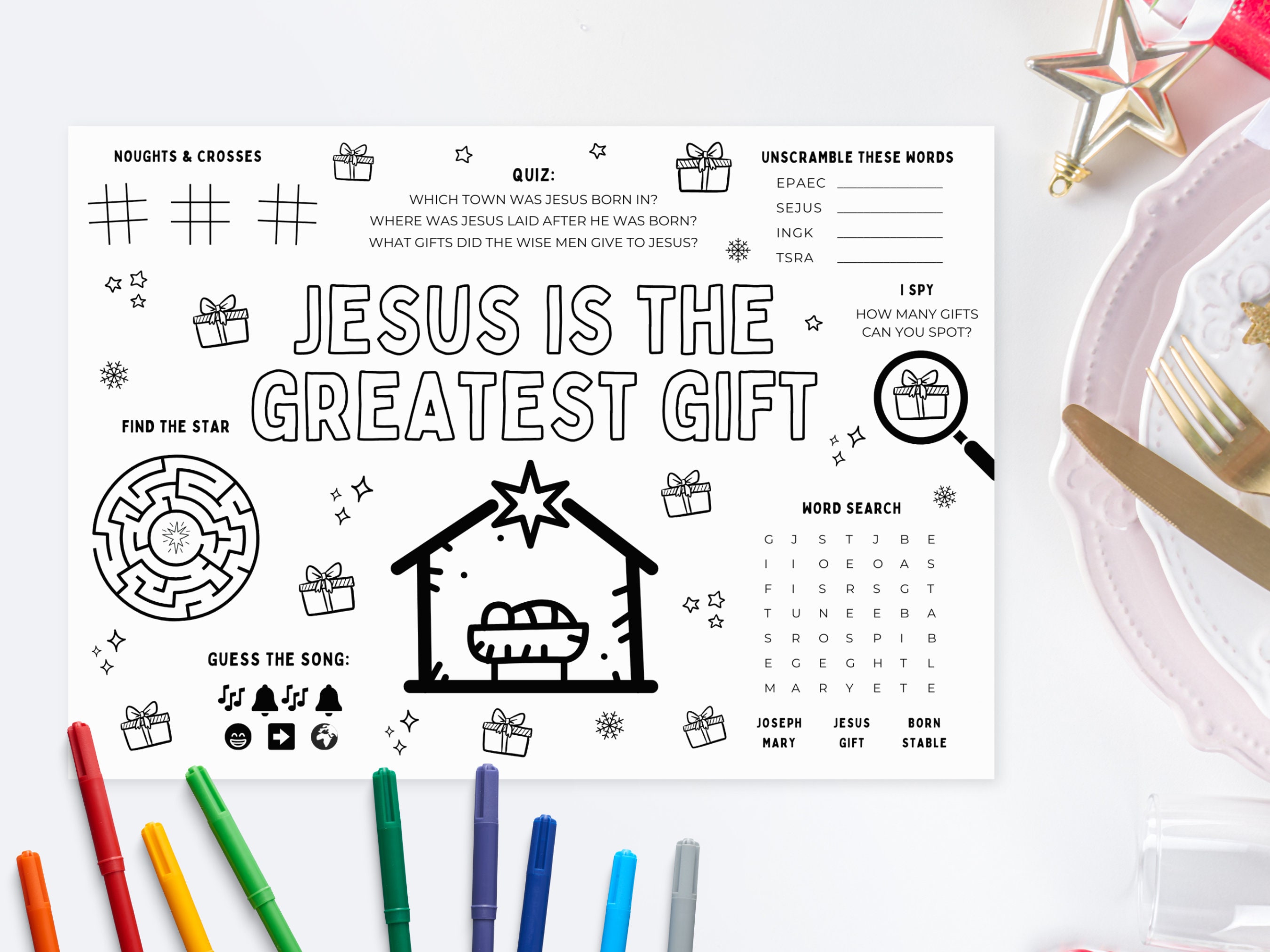 Christmas Nativity Placemat Printable | Christian Kids Christmas ...