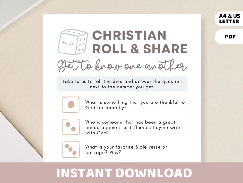 Christian Roll & Share Game Printable | Church Bible Roll and Tell ...