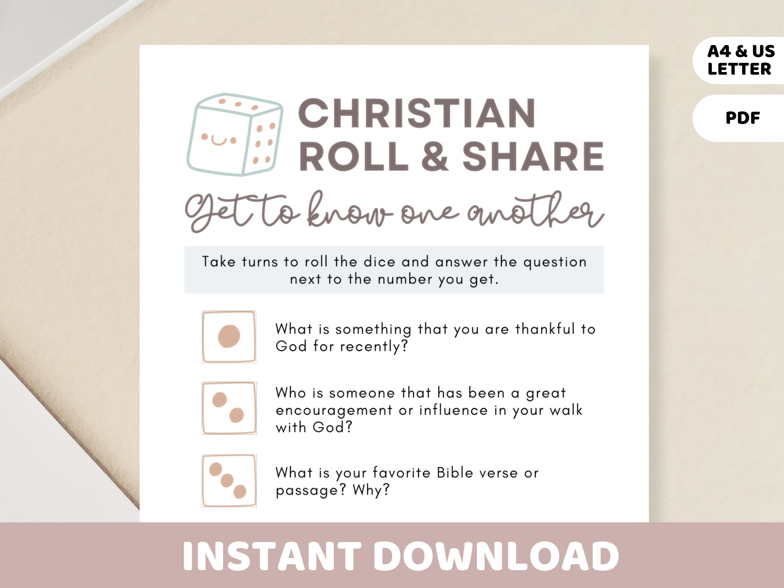 Christian Roll & Share Game Printable | Church Bible Roll and Tell ...