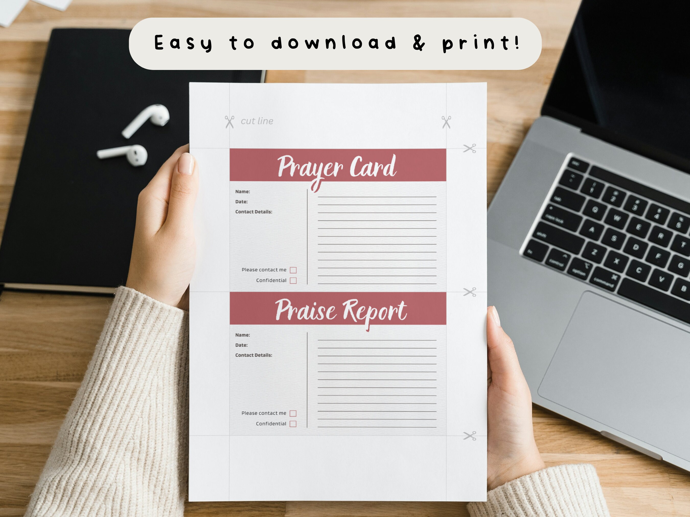 Prayer Request & Praise Report Cards Printable | Church Small Group ...