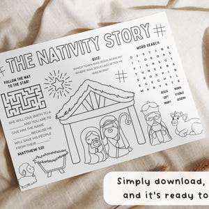 Nativity Activity Placemat: Christmas Story Coloring Page (digital ...