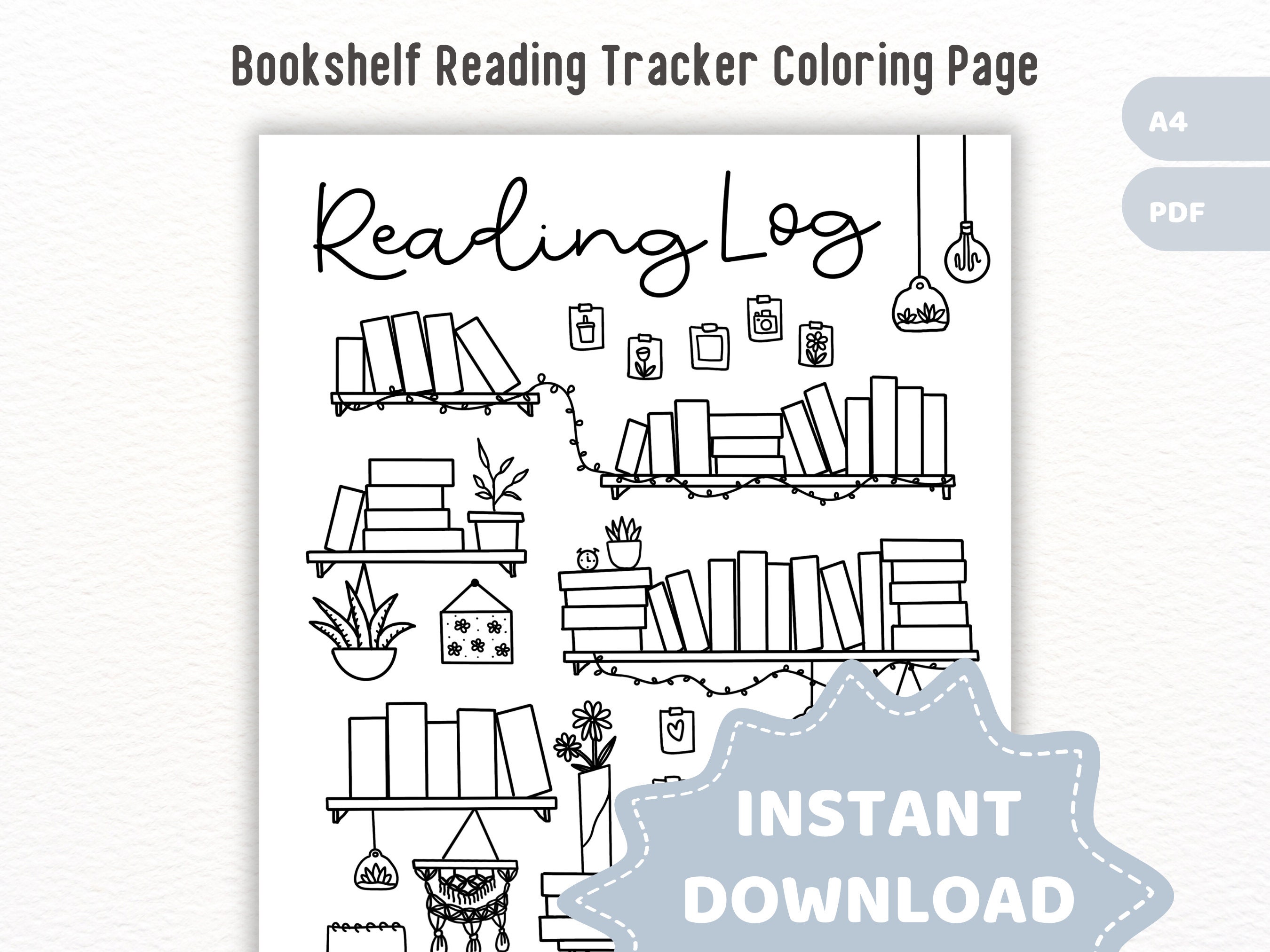 Bookshelf Reading Tracker Printable Kids Reading Log Book Tracking ...