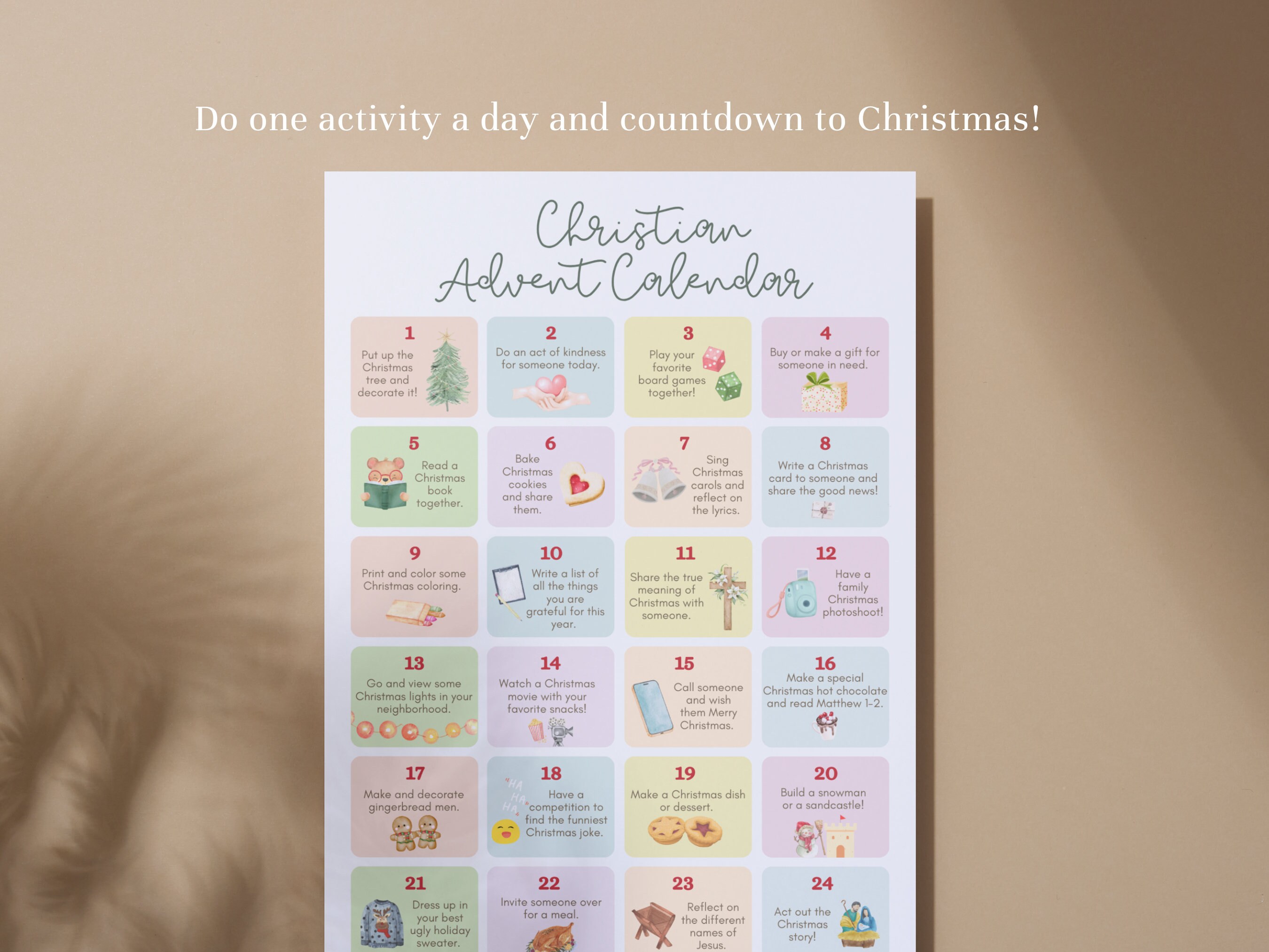 Christian Advent Activity Calendar: Family Christmas Countdown (digital ...