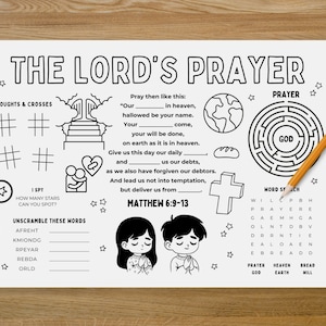 Kids Lord's Prayer Activity Placemat Printable | Children Bible ...