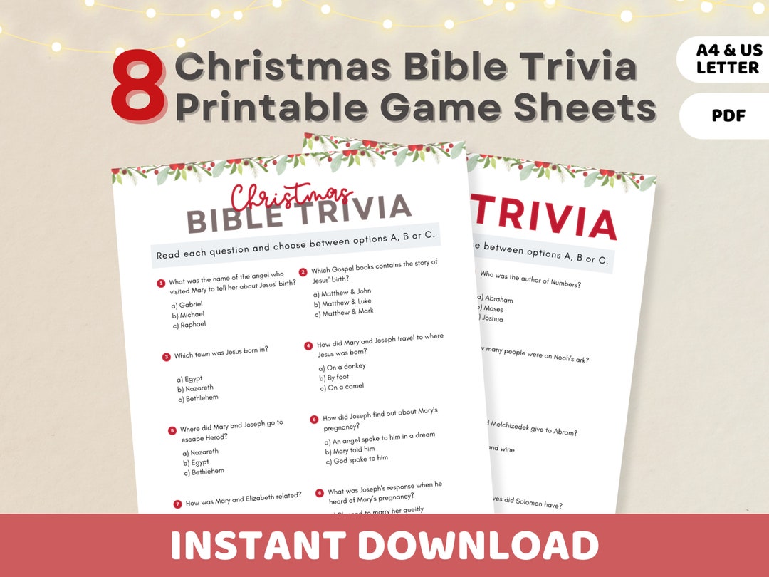 8 Christian Christmas Bible Trivia Games Printable | Church Family ...