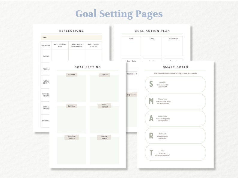 Goal Planner Printable PDF, Goal Setting Journal, Habit Tracker ...