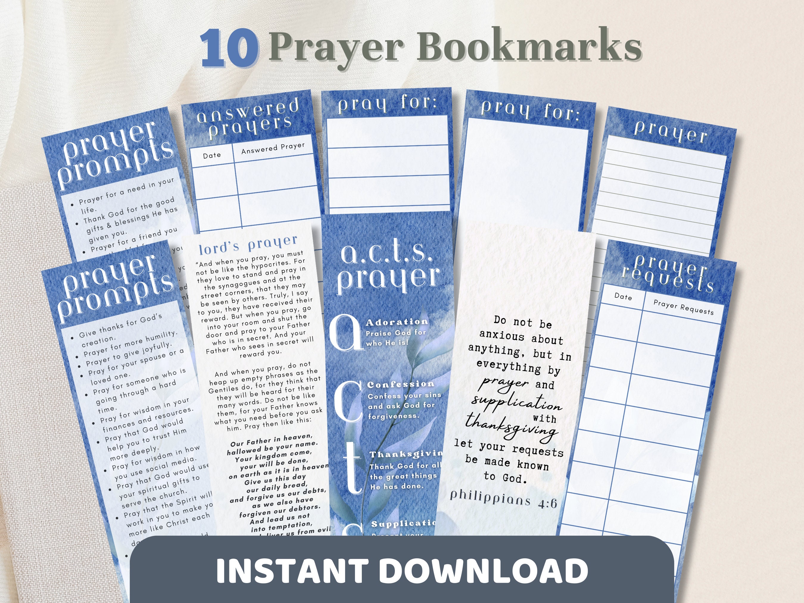 10 Prayer Bookmarks Printable Christian Prayer Journal Bible - Etsy