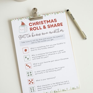 Christmas Christian Dice Roll & Share Game Printable | Church Get to ...