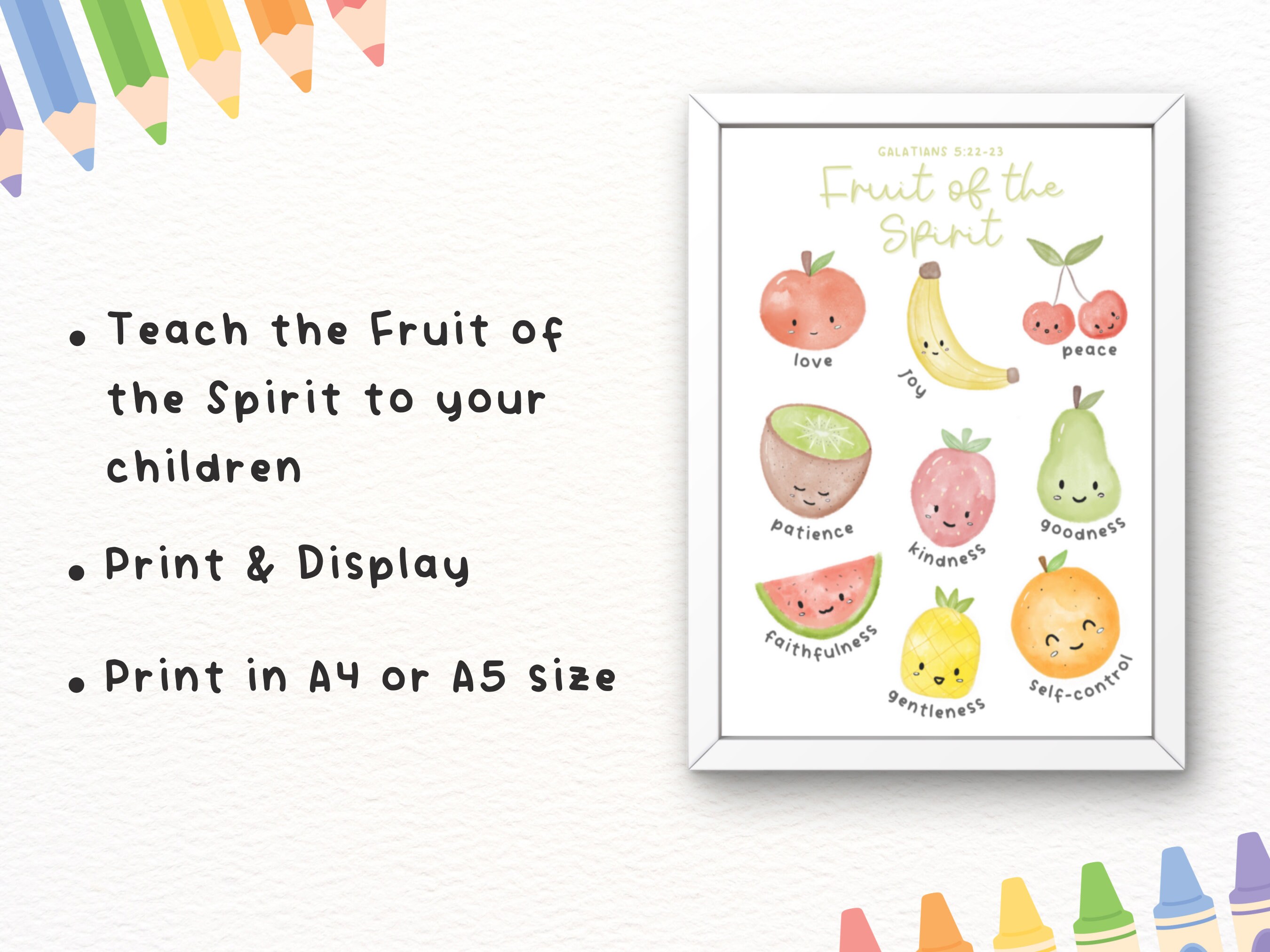 Fruit of the Spirit Wall Art Printable Poster Christian Nursery Decor ...