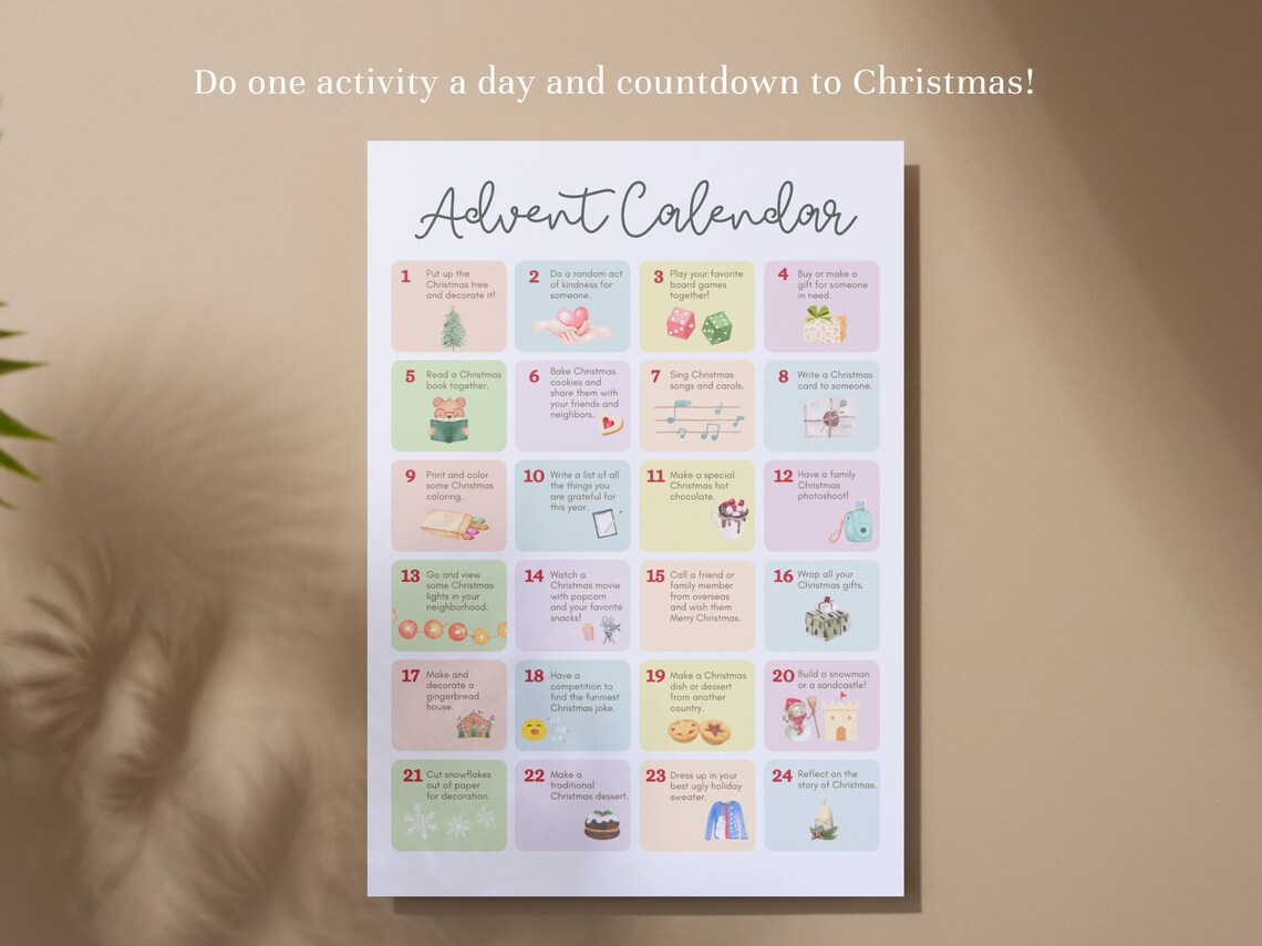 Advent Activity Calendar Printable | Fun Christmas Activities for ...