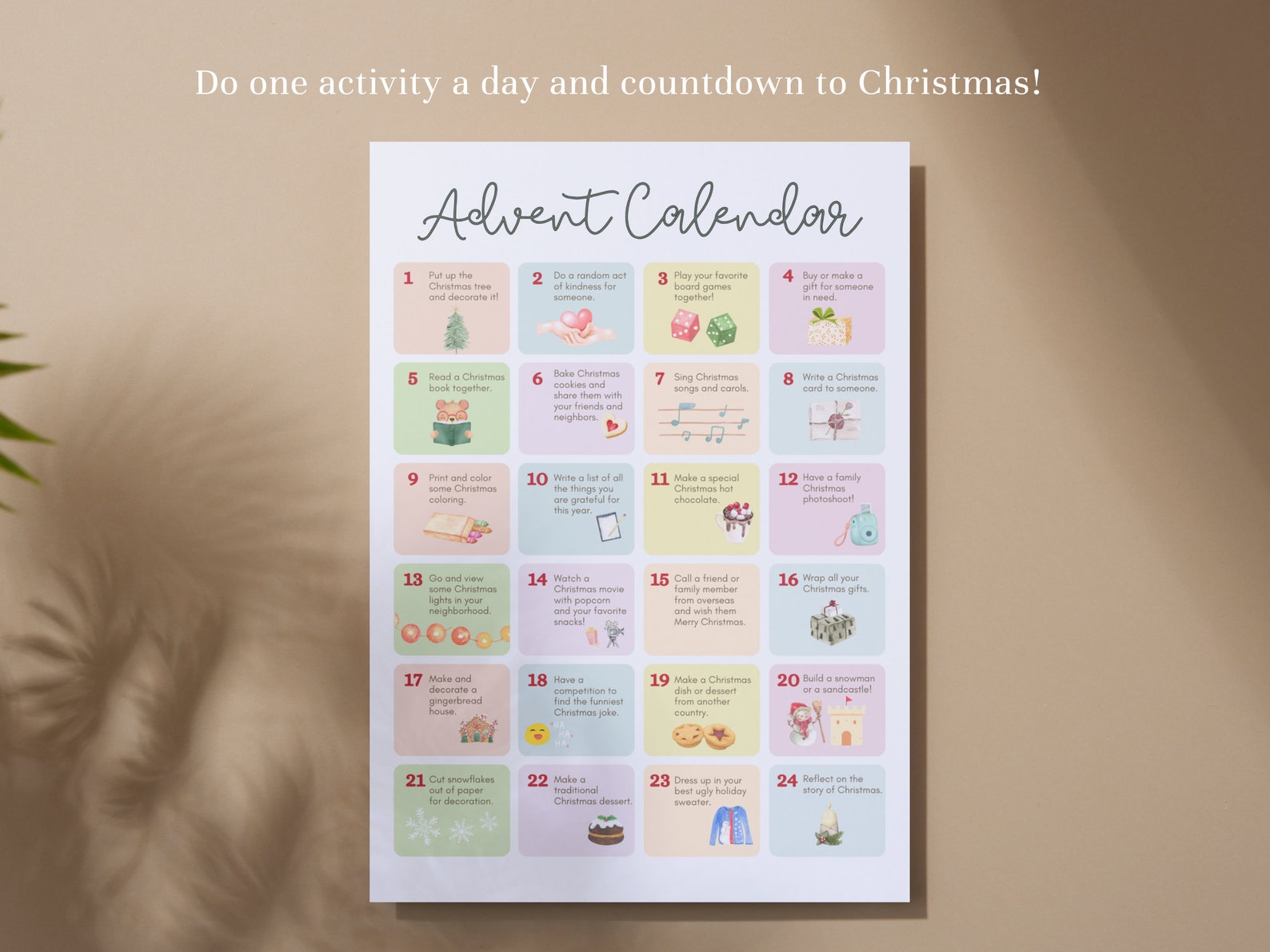 Advent Activity Calendar Printable | Fun Christmas Activities for ...