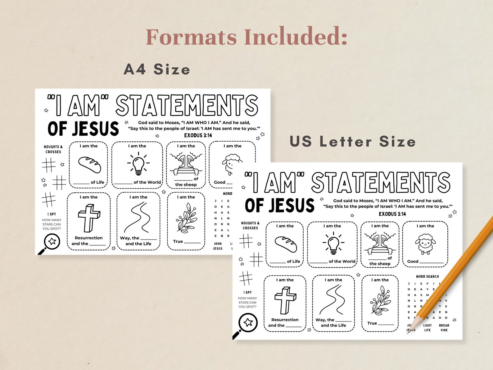 I Am Statements of Jesus Bible Coloring Placemat Printable | Sunday ...
