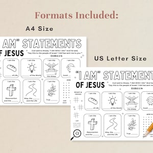 I Am Statements of Jesus Bible Coloring Placemat Printable | Sunday ...