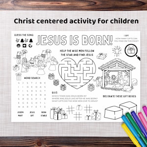 Christmas Christian Activity Placemat Printable | Jesus Nativity ...