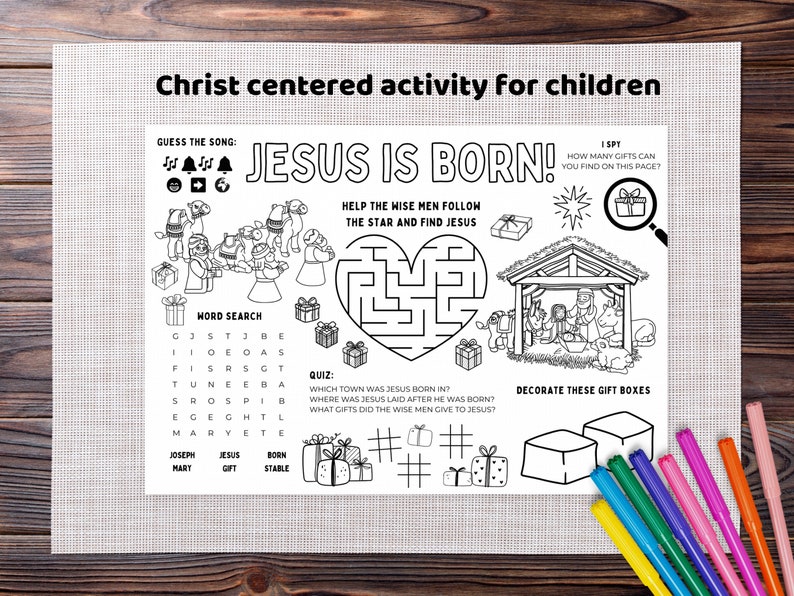 Christmas Christian Activity Placemat Printable | Jesus Nativity ...