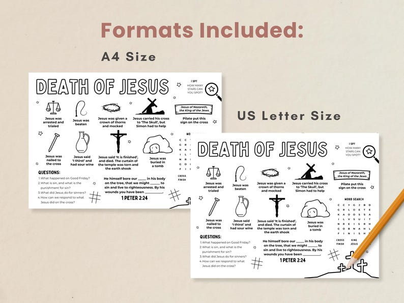 Death of Jesus Activity Sheet Printable | Crucifixion of Christ Kids ...