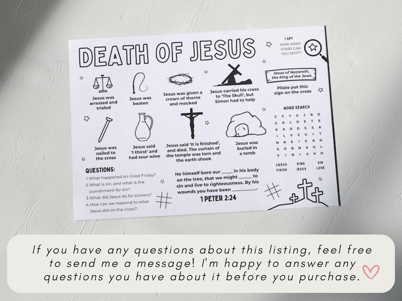 Death of Jesus Activity Sheet Printable | Crucifixion of Christ Kids ...