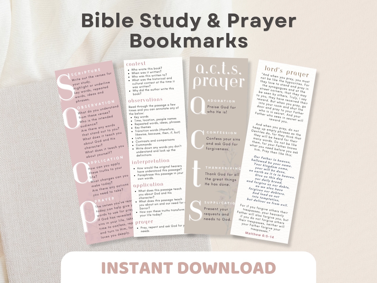 SOAP Bible Study Bookmark & ACTS Prayer Bookmarks | 4 Bible Study ...