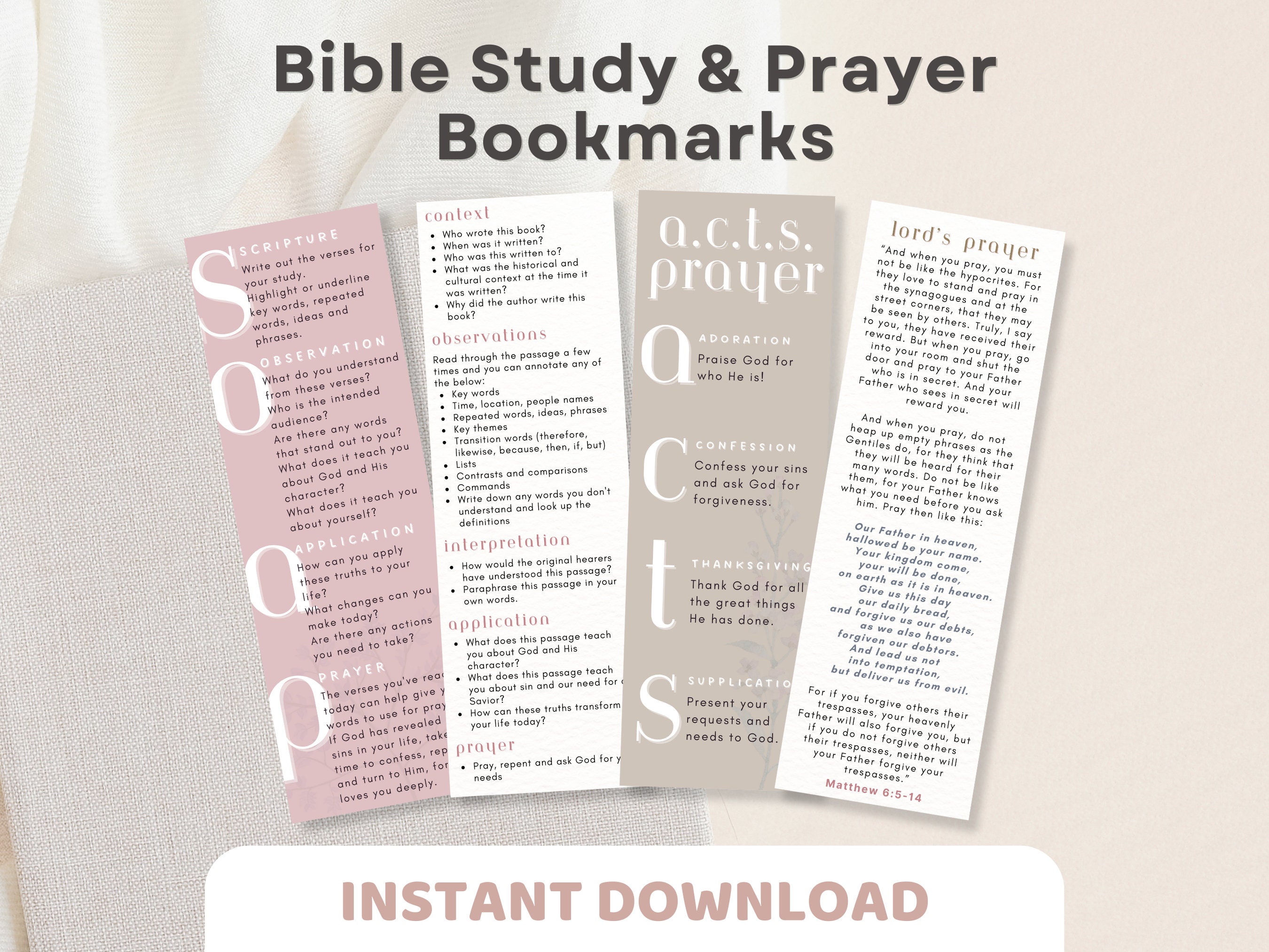 SOAP Bible Study Bookmark & ACTS Prayer Bookmarks | 4 Bible Study ...