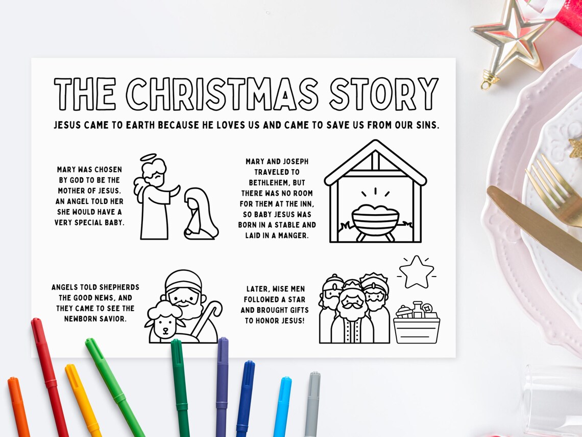 Christian Christmas Story Coloring Page Printable | Kids Nativity ...