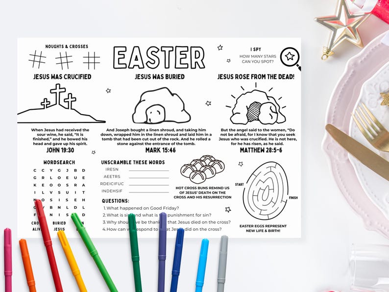 Easter Kids Activity Placemat – Christian Printable | Bible Coloring ...
