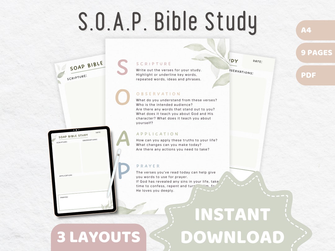 SOAP Bible Study Printable | SOAP Template Bible Study Tool | Christian ...