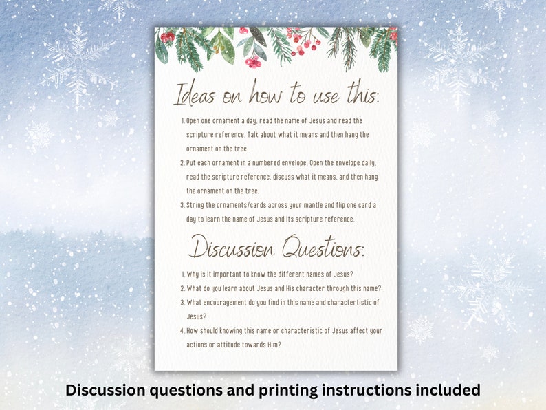 Advent Ornaments With Names of Jesus & Bible Verses Printable NIV ...