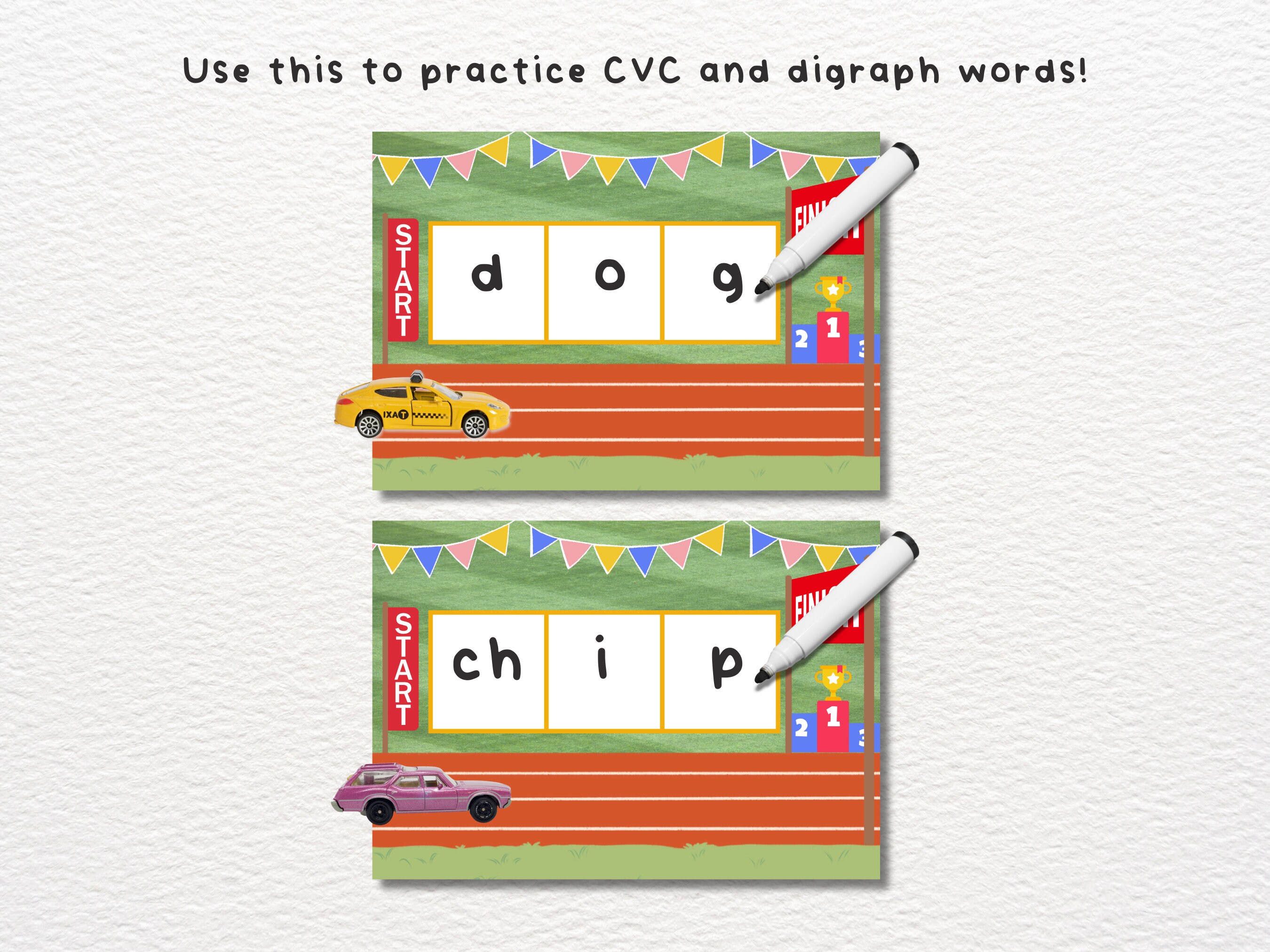 CVC Phonics Blending Mat Printable | Segment & Blend Words, Phonics ...