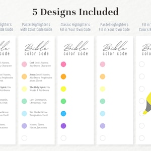 Bible Color Code Bookmarks | 5 Bible Study Highlighting Tool Bookmarks ...