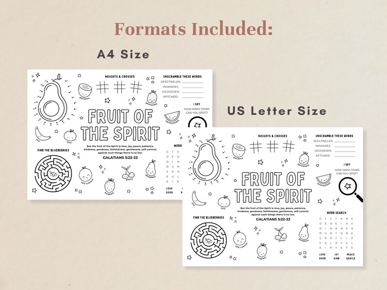 Fruit of the Spirit Activity Placemat Printable | Sunday School ...