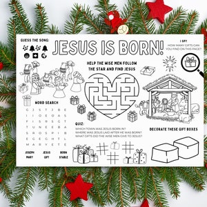 Christmas Christian Activity Placemat Printable | Jesus Nativity ...