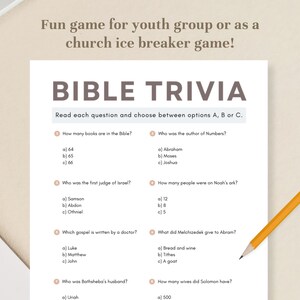 Bible Trivia Questions Game Printable | Old & New Testament Christian ...