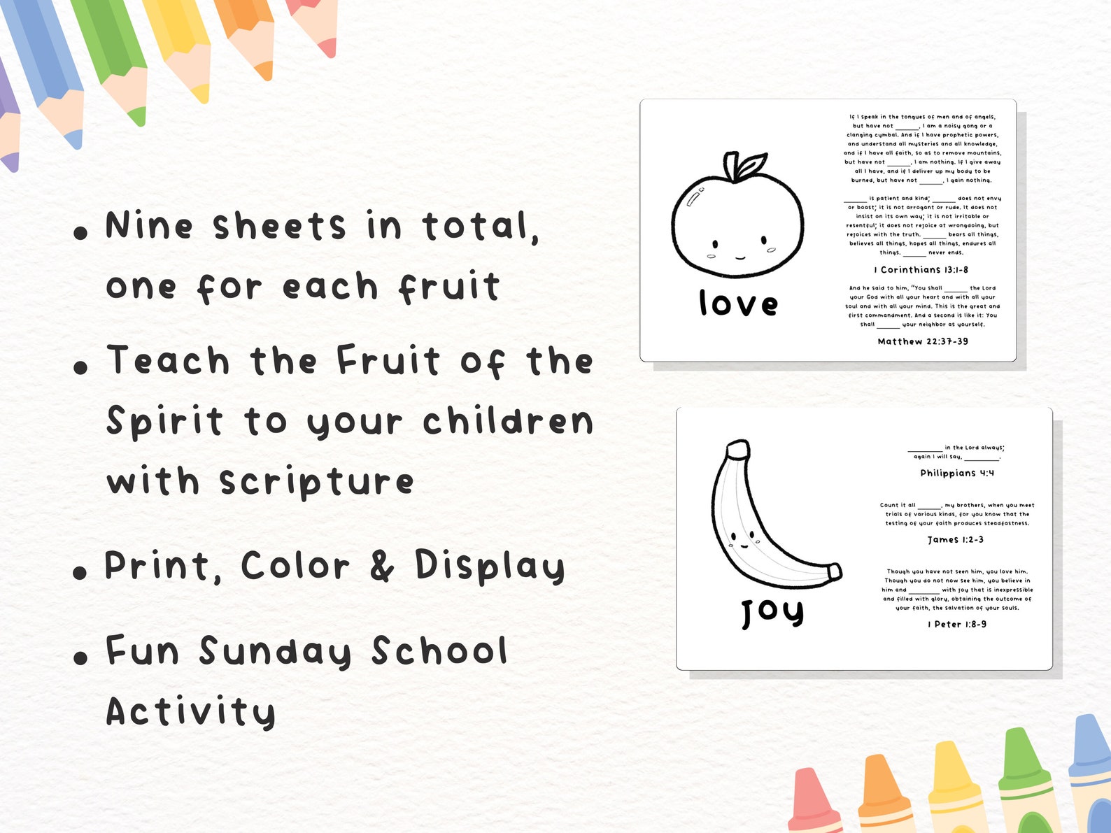 Fruit of the Spirit Activity Fill in the Blanks | Sunday School ...