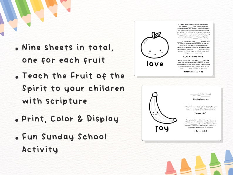 Fruit of the Spirit Activity Fill in the Blanks Sunday School ...